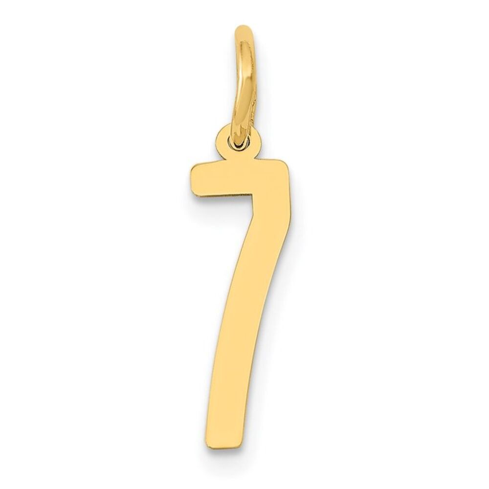 14k Yellow Gold Small Elongated Number 7 Charm - Gem
